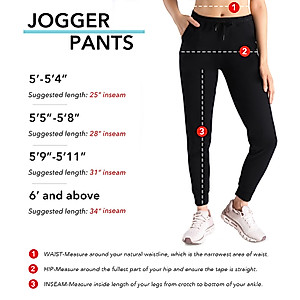 Yogipace Petite Women's Lightweight Anti-Shrink Active Joggers Lounge Sweatpants Yoga Jogger Pants,25",Black,Size XL
