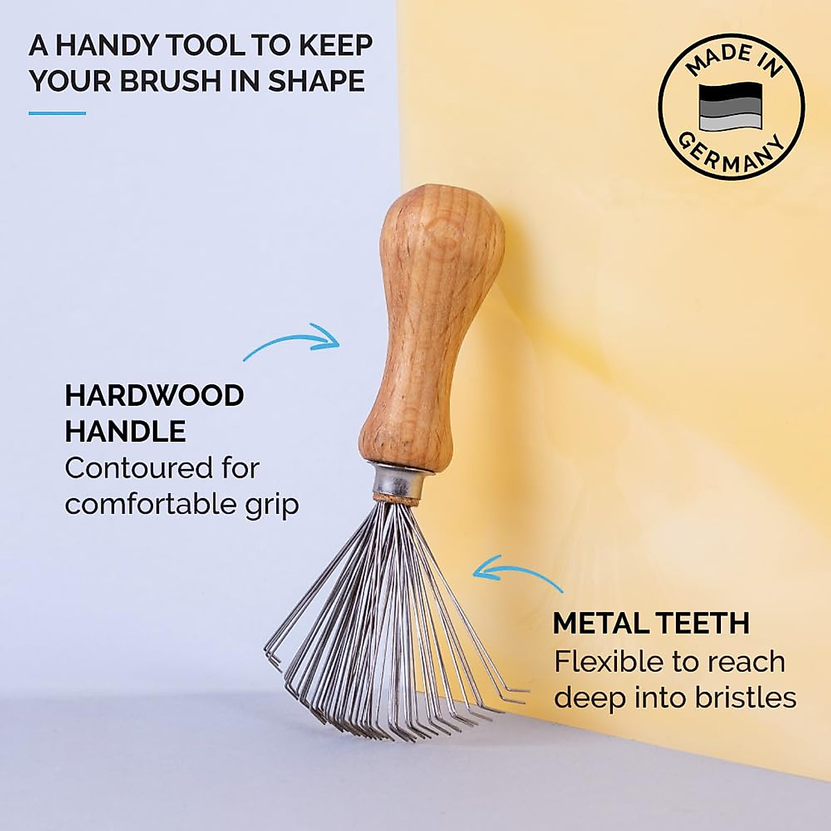 ZEUS Oval Military Beard Brush with Bristle Cleaner, Boar Bristle Beard Brush & Bristle Rake Cleaner Gift Set (Made in Germany) Firm Bristles Q91