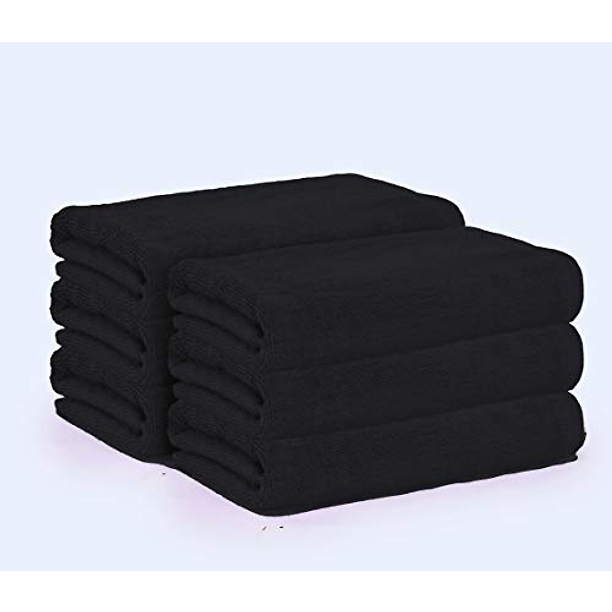 GLAMBURG 100% Cotton 6 Pack Bath Towel Set, Ultra Soft Bath Towels 22x44, Towels for Gym Yoga Pool Spa, Quick Drying & Highly Absorbent - Black