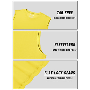 TACVASEN Mens Sun Tank Tops Mens Yellow Sleevelss Shirts Mens Tank Top Workout Men's Tank Tops Undershirts Mens Sleeveless Tee Shirts