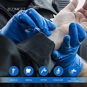 GLOVEWORKS HD Medical Blue Latex Gloves, Box of 50, 13 Mil, Size Medium, 12 Inches Long, Powder Free, Textured, Disposable, Non-Sterile, GPLHD84100BX