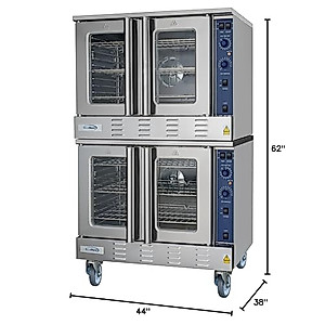 KoolMore 38 in. Full-Size Double Commercial Natural Gas Convection Oven 108,000 BTU With Stacking Kit in Stainless-Steel (KM-DCCO54-NG)