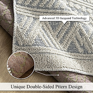 8x10 Area Rugs for Living Room Machine Washable Rug Woven Textured Neutral Boho Rug Ultra Soft Moroccan Carpet Ideal for Bedroom Dining Room Dorm Playroom Office, Bluish Grey