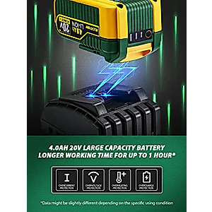 ALEAPOW P10 Cordless Buffer Polisher, 20V Brushless Car Polisher, 4.0Ah Battery, 6 Speed 2000-5500 RPM, Dual Action, D-Handle, Side Handle, Charger, with 4 Pads for Car Polishing, Waxing