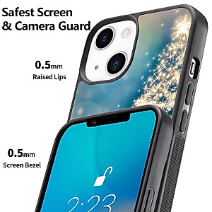 JOYLAND Christmas New Year Phone Case for iPhone 14 Pro,Christmas Tree Girly Protective Case Black Soft Silicone&Aluminum Hard Back Scratch Resistant Shockproof Cover for iPhone 14 Pro