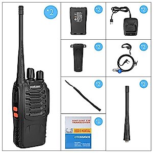 pxton PX-8S-01 walkie talkies for Adults with Upgraded Headset,Handheld Portable Two Way radios Long Range Include Rechargeable walkie Talkie Li-ion Battery and USB Charger（2 Pack）