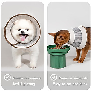 LAVAMOND Breathable Soft Dog Recovery Cone Collar After Surgery, Adjustable Lightweight Elizabethan Collar with Air Mesh for Cats, Protective Collar to Stop Licking for Puppy, Khaki, M