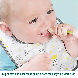 Little Grape Land 1OO% Cotton Muslin Bib 9 Pack, 8 Layers Breathable Adjustable Snaps Fits Babies and Toddlers 0-36 Months, Machine Washable Bib for Boys Girls - Colorful Stars & Stripe