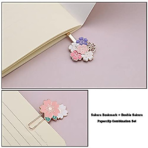 4PCS Flower Bookmark Cherry Blossom Paper Clip Book Page Mark Metal Bookmark Clip School Office Supplies for Reader Student Teacher Reading Supplies