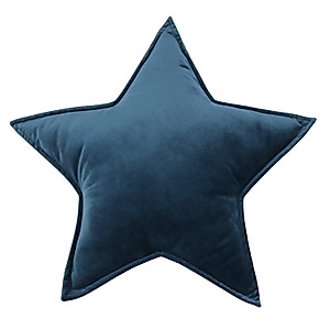 JIKAL Star Moon Shaped Pillow Soft Velvet Nursery Stuffed Throw Pillows for Kids Room Couch Reading Nook Decor (Star, Teal)