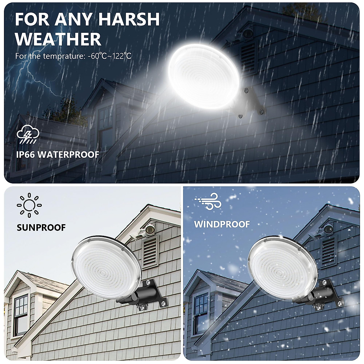 LED Barn Lights 100W, 10,000LM Dusk to Dawn Outdoor Security Flood Lighting with Photocell, 150° Adjustable, 6500K Daylight, IP66 Waterproof Street Light for Warehouse, Yard, Garage Lighting (2 Pack)