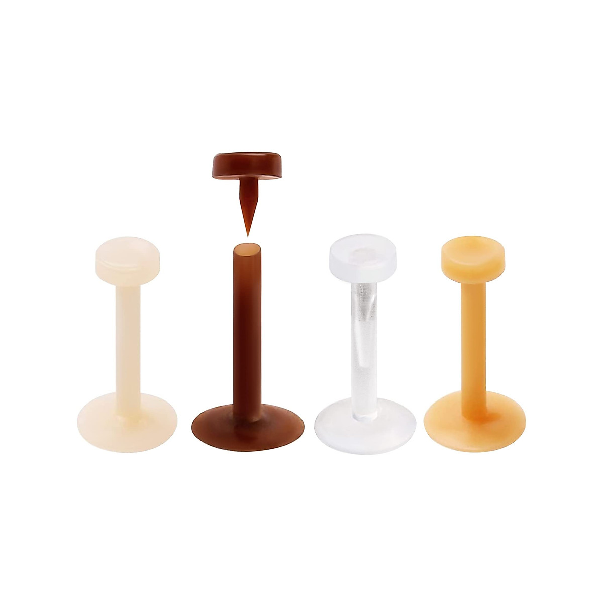 COCHARM 4PCS 16G Clear Lip Labret Piercing Retainers Flexible Bioflex Monroe Medusa Piercing Retainer Acrylic 8mm Lip Labret Studs