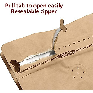 4 Ounce 50 Pieces High Barrier Kraft Paper Coffee Bags Stand Up/Flat Bottom Coffee Pouches with Air Release Valve and Reusable Pull Tab Side Zipper (50, 4oz/0.25lb/100gm)