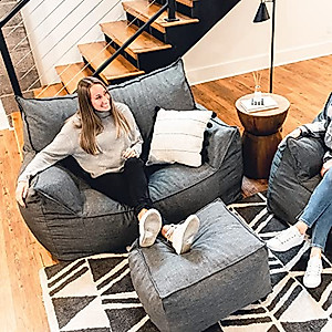 Big Joe Imperial Fufton Foam Filled Bean Bag Sofa with Removable Cover, Gray Union, 5ft Giant