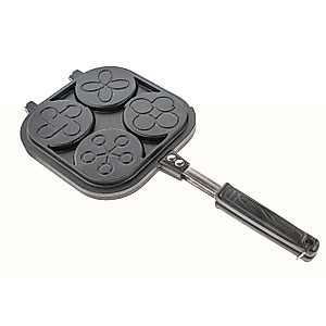 5 STAR SUPER DEALS Pancake Pan Maker Nonstick Double Sided w/ 4 Small Decorative Mold Designs for Perfect Eggs, French Toast, Omelette, Flip Jack, and Crepes