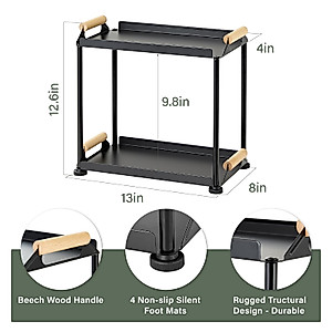 Aduanbang Bathroom Organizer Countertop, 2-Tier Bathroom countertop Organizer Storage Shelf Cosmetic Organizer Spice Rack for Bathroom, Kitchen, Living Room, Bedroom, Dressing Table, Black