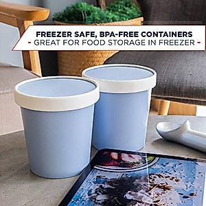 Glowcoast Ice Cream Containers With Lids - 16 oz Pint Disposable Ice Cream Storage Container for Homemade Icecream. Freezer-Safe Paper Tub with Lid Protect Frozen Desserts like Yoghurt (Blue, 25)