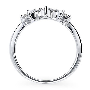 BERRICLE Sterling Silver 5-Stone Wedding Rings Cubic Zirconia CZ Wishbone Curved Band for Women, Rhodium Plated Size 8