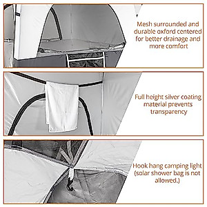 VINGLI 6.8FT Shower Tent, Large Instant Pop Up Shelter with Mesh Floor & Carrying Bag, Privacy Changing Room Tent for Toilet, Camping, Dressing, Lightweight & Sturdy, Easy Set Up (Black)