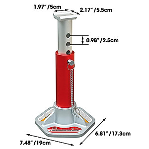 BIG RED T43004 Torin Aluminum Jack Stands with Locking Support Pins: 3 Ton (6,000 lb) Capacity, Red/Silver, 1 Pair