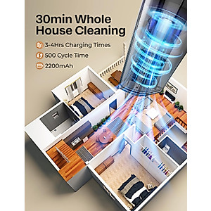 Handheld Vacuum Cleaner, Powerful Suction Portable Lightweight Hand Held Vacum Cordless with 25-30Mins Long Runtime Rechargeable Battery Quick Charge for Home Car Carpet Stairs Pet Hair Deep Cleaning