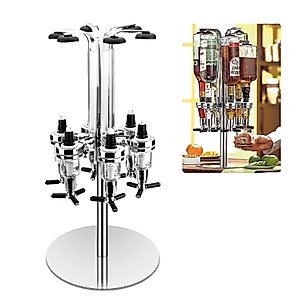 Liquor Dispenser Alcohol Dispenser Bar Dispenser Bottle Liquor Dispenser Bar Rotating Liquor Holder 6 Bottle Professional Alcohol Dispenser Station