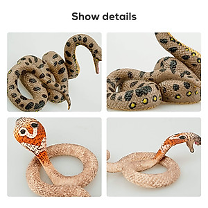Toymany 8PCS Snake Figures Safari Animal Figurines, Realistic Jungle Animals Toy Set Halloween Fake Snake with Cobra Python Figure, Prank Props Scary Snake Christmas Birthday Tricky Toy Party Favor