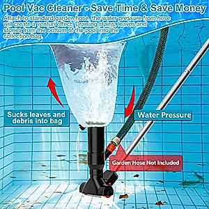 CKE 2022 Upgraded Portable Pool Vacuum Jet Underwater Cleaner W/Brush Bag, 5 Section 48" Pole Handheld Portable Pool Vacuum Swimming Pool Mini Jet Vacuum Pool Cleaner Spa Jet Vac for Above Ground Pool