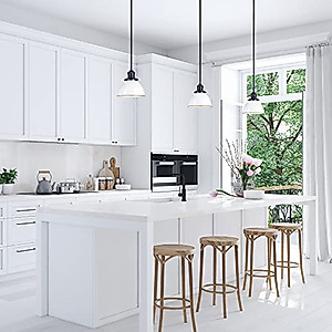 Design House 588327 Savannah Farmhouse 1-Light Indoor Pendant Dimmable White Metal Shade for Kitchen Island Bar Dining Room, Matte Black