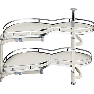 ROOMTEC Blind Corner Cabinet Pull Out Swing Left Shelves Kitchen Cabinet Organizer and Storage Corner Cabinet Organizer 2-Shelf Soft Close Lazy Susan Pantry Blind Pull Out Cabinet Organizer