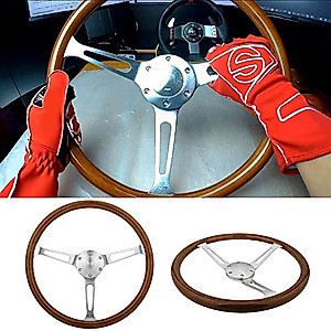 Universal 380mm 15" Inch Deep 40mm Grant Classic Nostalgia Style Wood Grain Steering Wheel with Horn Kit