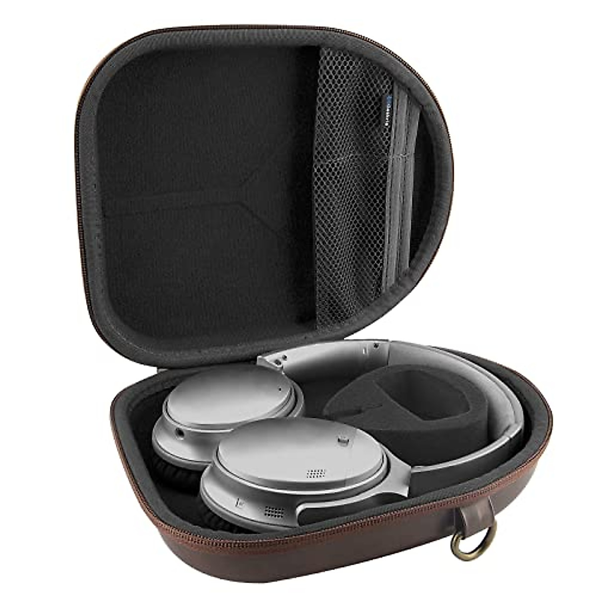 Geekria Shield Headphones Case for On-Ear/Over-Ear Headphones, Replacement Hard Shell Travel Carrying Bag with Cable Storage, Compatible with Bose QC45, QC35IIGaming, QC35II, QC35 Headsets (Brown)