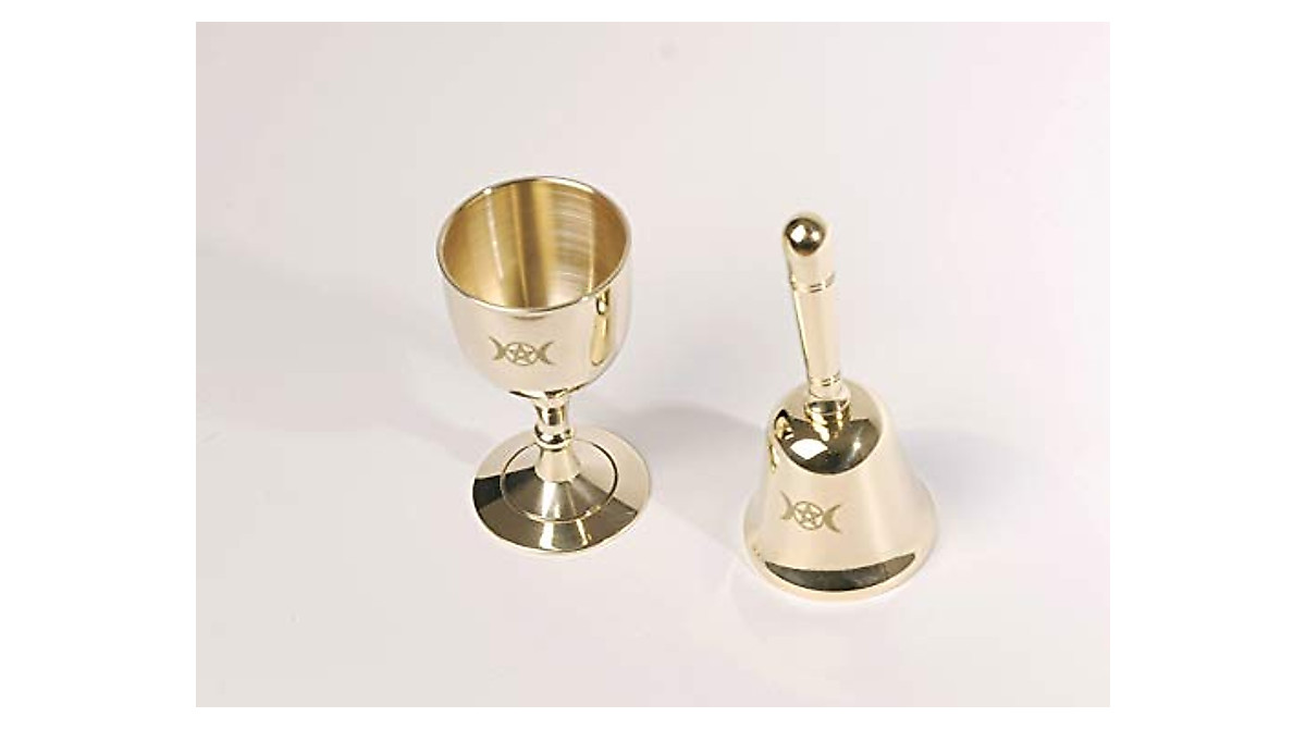 Mini Altar Bell & Chalice Set for Wiccan Rituals | Sacred Spirit