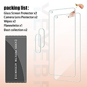 Galaxy A21 HD Clear Tempered Glass Screen Protector + Camera Lens Protectors by YEYEBF, [2+2 Pack] [3D Glass] [Anti-Glare] [Bubble-Free] Screen Protector Glass for Samsung Galaxy A21