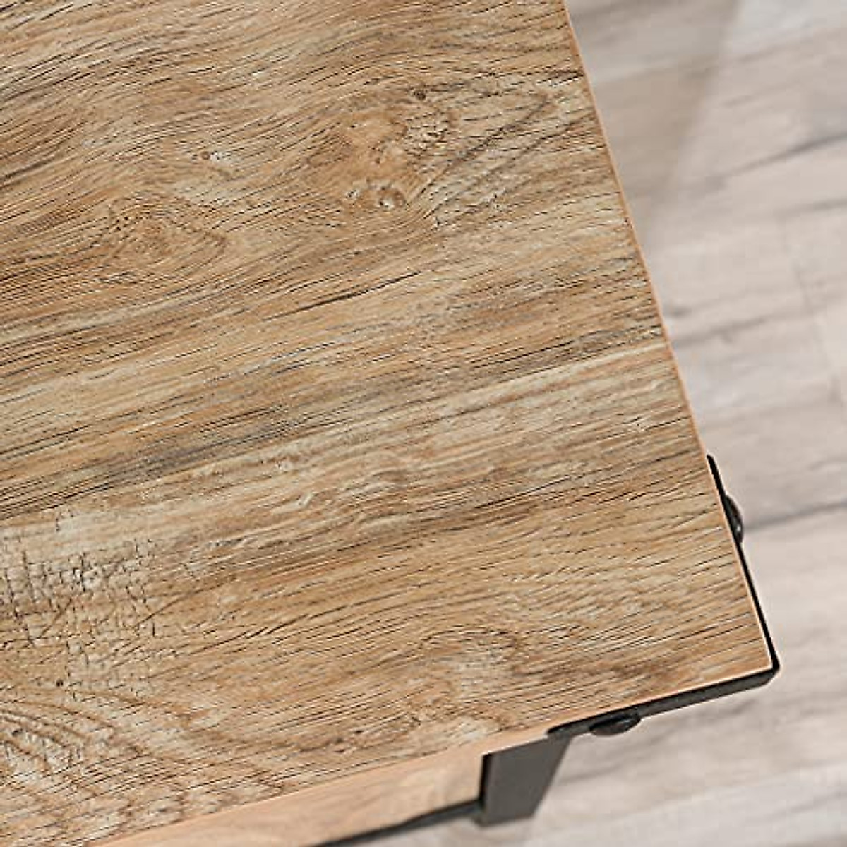 Sauder Steel River TV Stand with Doors, L: 60.24" x W: 19.09" x H: 29.72", Milled Mesquite Finish