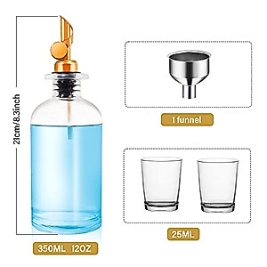 Mouthwash Dispenser for Bathroom Mouth Wash, 12 oz Mouthwash Glass Containers with Cups, Pour Spouts, Funnel and Labels, Clear Glass Bottles Mouthwash Decanter