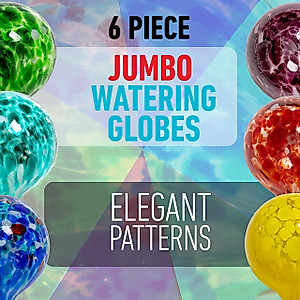 Wyndham House, 6 Piece Watering Globe Set, Colorful Hand-Blown Glass Plant Watering System