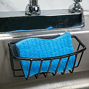 Kitchen Details Suction Cup Sponge Holder | Sink Caddy | Storage & Organization | Rust Resistant | Black
