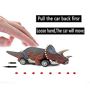 ZHFUYS Dinosaur Toy car,boy Toys Age 3 to 12 Toy Dinosaur 5.3 Inch Toys for 3,4,5,6,7,8,9,10,11,12 Year Old Boys Full-Form Dino car Toy,6 Pack