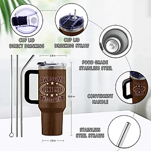 Uibunoo Dad Birthday Gift, 40 Oz Awesome like My Daughter Tumbler with Handle & Straw, Father Gifts from Daughter, Birthday Presents for Dad Daddy Father Tumbler, New Daddy Gift