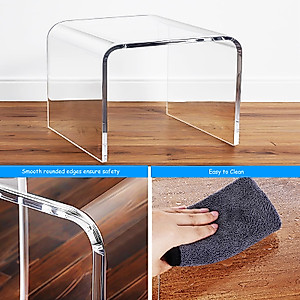 BOPKOWI Acrylic Step Stool,Acrylic Stool,Acrylic Small Step Stool,Clear Foot Stool,Clear Acrylic Footstool with Non-Slip for Bathroom,Holds Up to 250l (No Non-Slip Stool, Pack of 1)