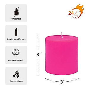 Zest Candle Pillar Candle, 3 by 3-Inch, Hot Pink