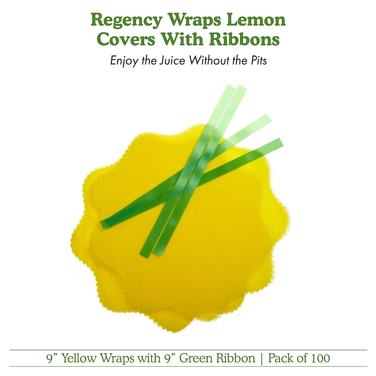Regency Wraps Lemon Cover With Ribbon For Seed Free Squeezing of Lemon Halves or Wedges, Ribbon Wrap, Yellow (100 Count)