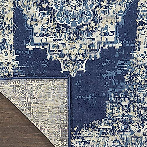 Nourison Grafix Persian Navy Blue 2'3" x 10' Area -Rug, Easy -Cleaning, Non Shedding, Bed Room, Living Room, Dining Room, Kitchen (2x10)