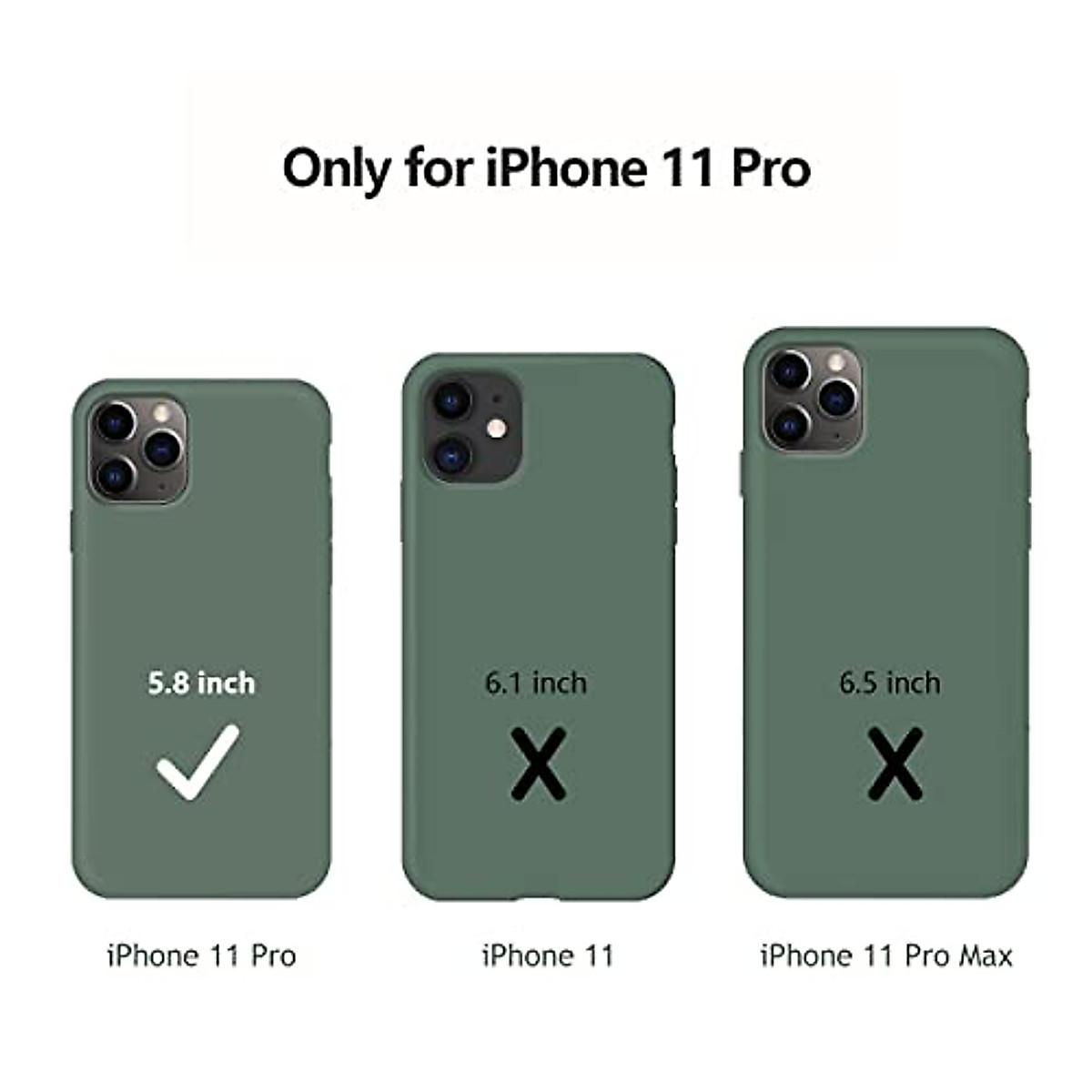 OuXul iPhone 11 Pro Case, Liquid Silicone Phone Case Compatible with iPhone 11 Pro 5.8 inch, Full Body Slim Soft Microfiber Lining Protective Case (Forest Green)