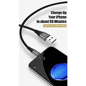 IFLASH Charge/Sync Cable w/LED, 6 Feet Data Cable Fast Charging and Sync Charger for iPhone Xs/XS Max/XR/X / 8/8 Plus /7 Plus / 6S/6 Plus/SE, iPad Air Mini 2/3/4, iPod Touch 5/6 (2 Meters)