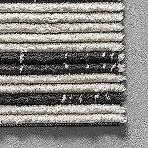 nuLOOM Carling Soft Shaggy Textured Contemporary Stripes Fringe Area Rug, 3' x 5', Beige