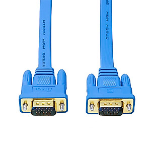 DTech Flat Thin Extra Long VGA Cable 25 ft Male to Male 15 Pin Connector Computer Monitor Cord 1080p HD High Resolution(8 Meter, Blue)