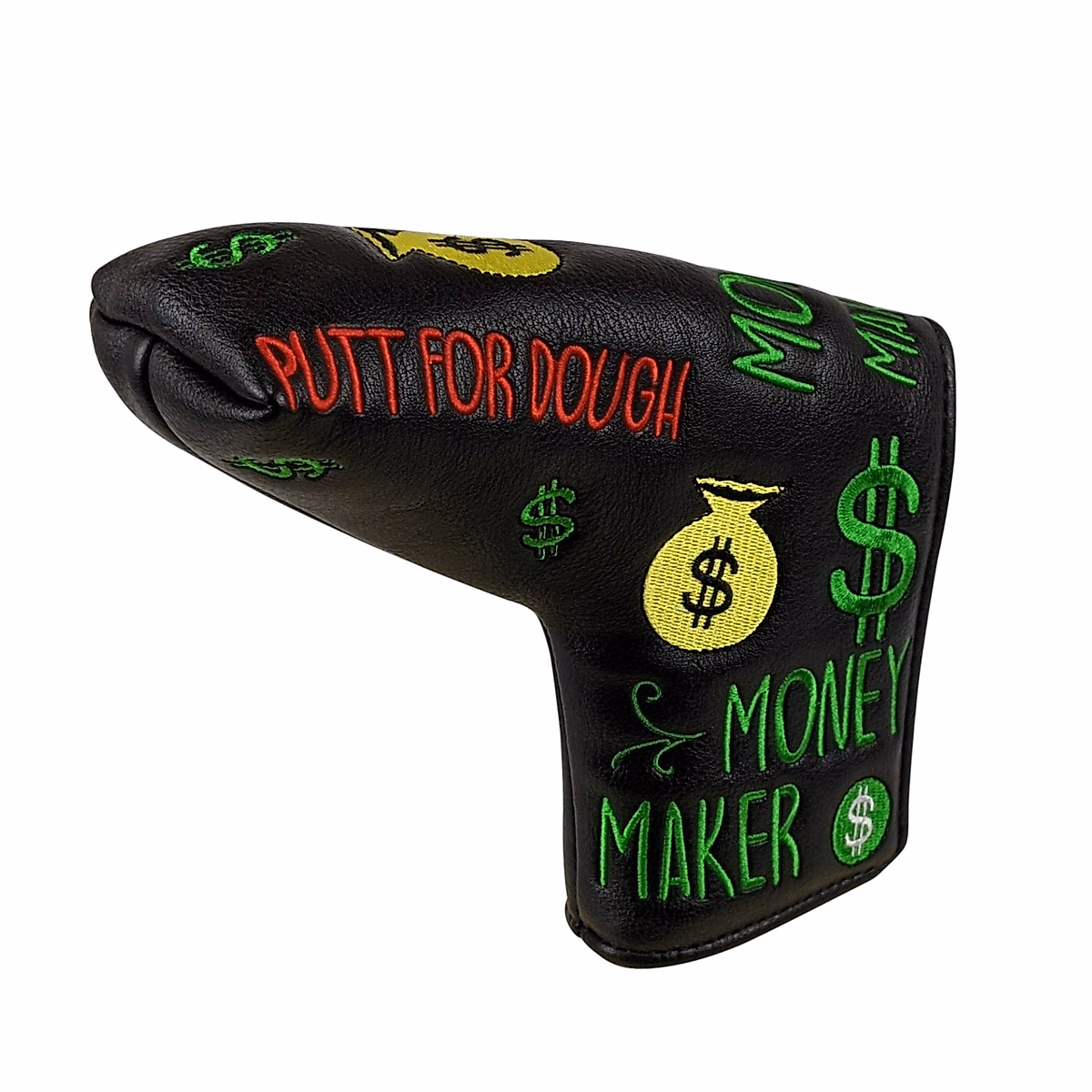 Foretra Putt for Dough - Money Maker Black Golf Putter Headcover Quality PU Leather Magnetic Closure for Blade Style Putters