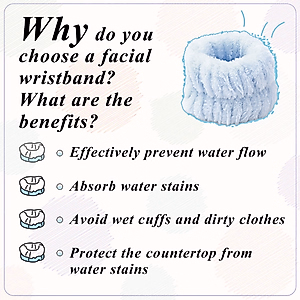 6 PCS Face Washing Wristbands for Washing Face Microfiber Wrist Wash Band Towel, Reusable Sweatband Makeup Skincare Yoga Sports Prevent Liquids Spilling Down Arms for Women Girls